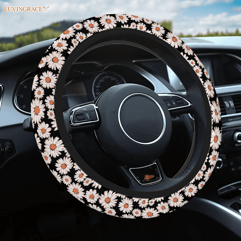 Daisy Flower Car Interior Decoration Steering Wheel Cover LuvinGrace Store